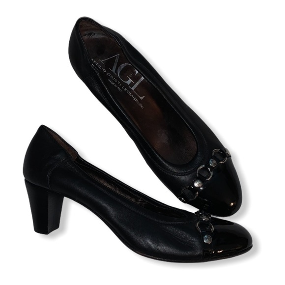 Attilio Giusti Leombruni | Shoes | Agl Black Leather Designer Cap Toe ...
